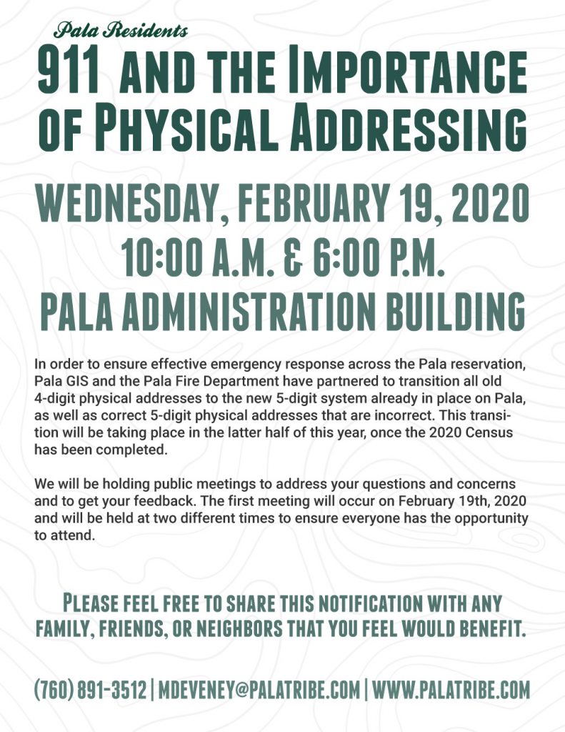 Pala Residents, 9-1-1, and the Importance of Physical Addressing - Pala ...