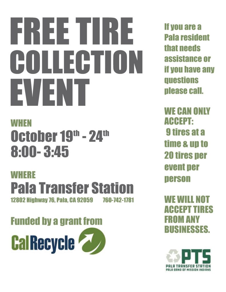 Free Tire Collection Event - Pala Tribe
