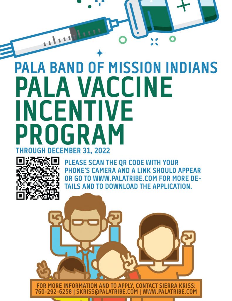 Community Notice: Pala Vaccine Incentive Program - Pala Tribe