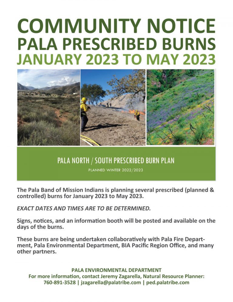 Community Notice: Pala Prescribed Burns - Pala Tribe