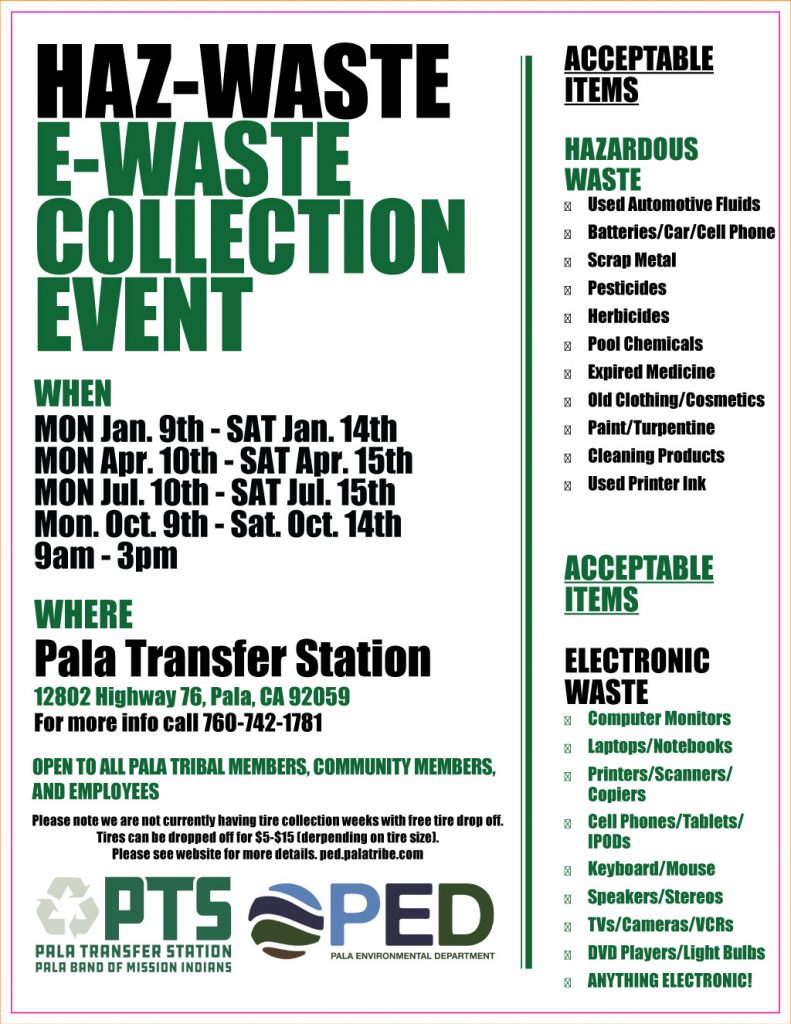 Hazardous and Electronic Waste Collection - Pala Tribe