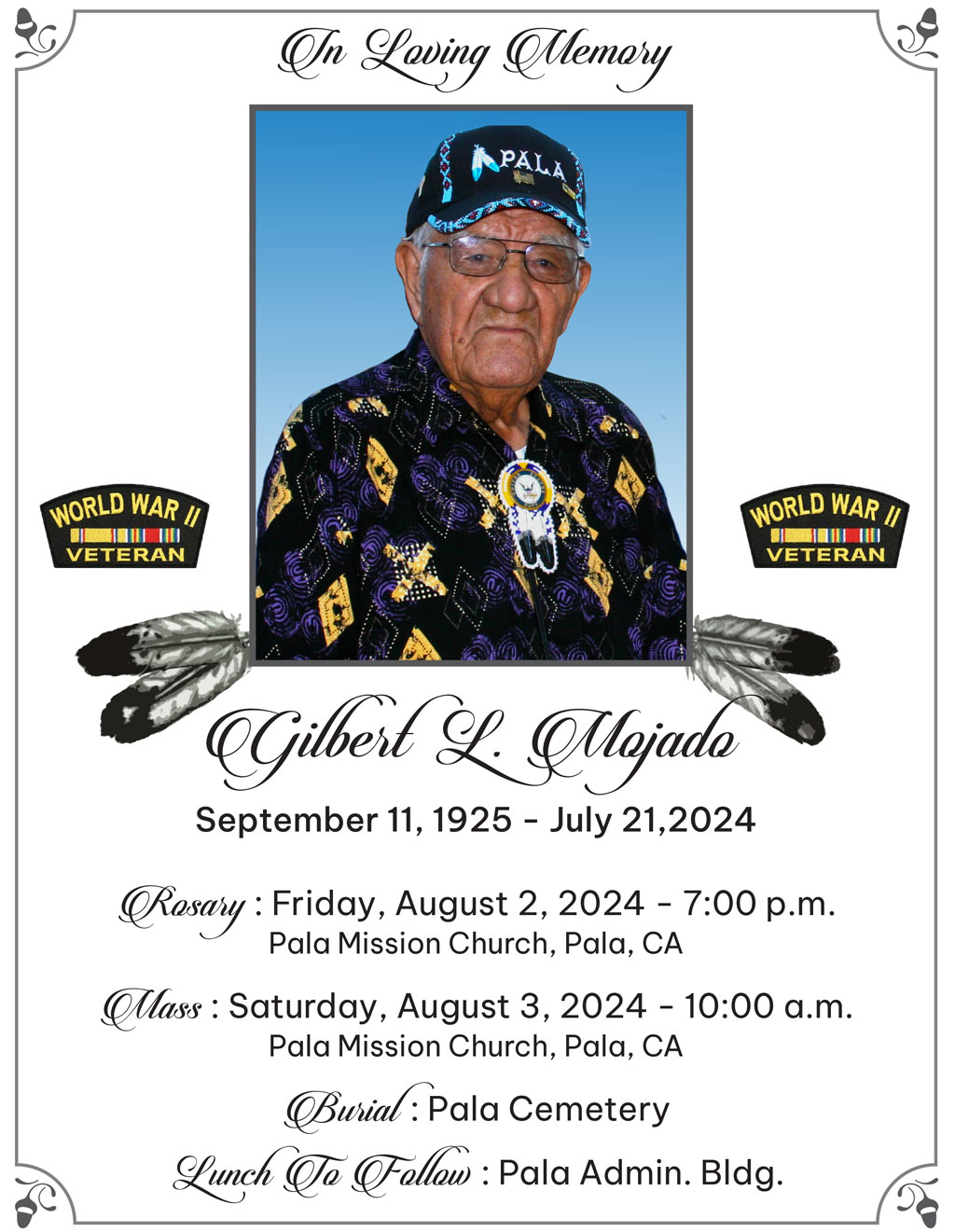 In Memoriam: Gilbert L. Mojado - Pala Tribe